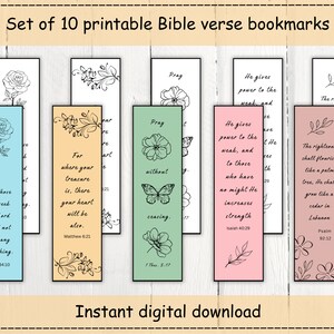 Bible Verse Bookmarks Set of 5 Printable, Scripture Bookmarks for ...