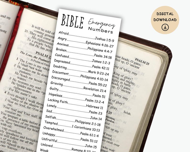 Bible Emergency Numbers PNG, Bible Emergency Numbers Bookmark Printable ...