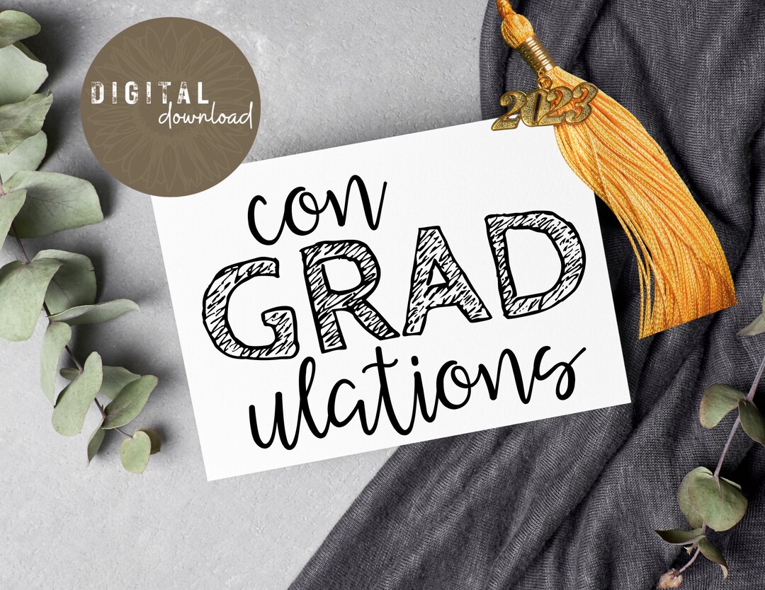 Graduation Card for Student Black and White Congratulations Card Gender ...