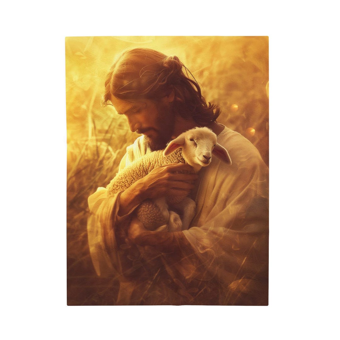 Jesus Embracing Lamb Velveteen Plush Blanket, LDS Blanket, Gift for ...