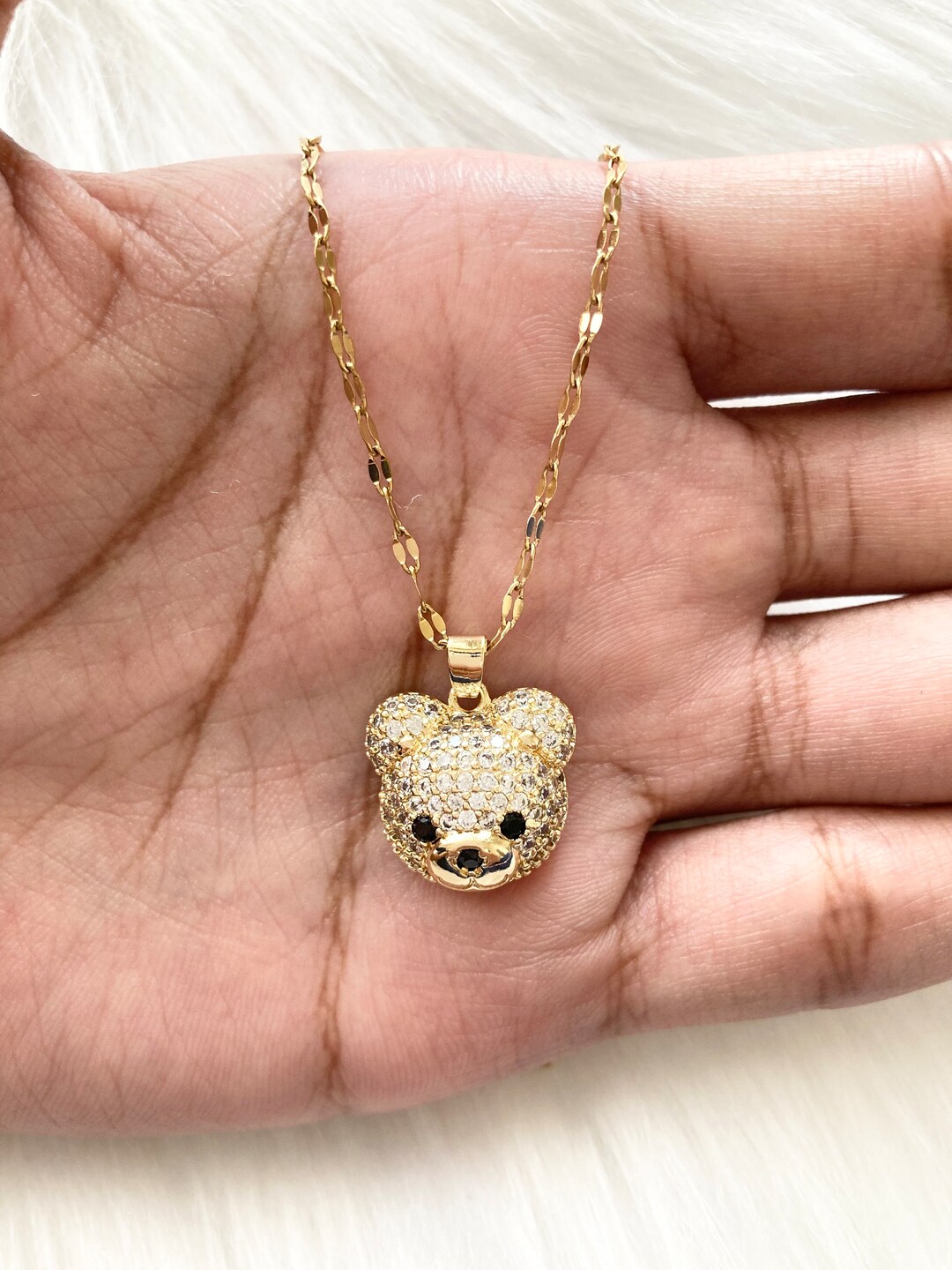 14k Gold Plated Mini Teddy Bear Head Pendant Necklace | Teddy Bear ...