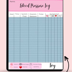 Printable Editable Blood Pressure Chart,symptomatic Blood Pressure ...
