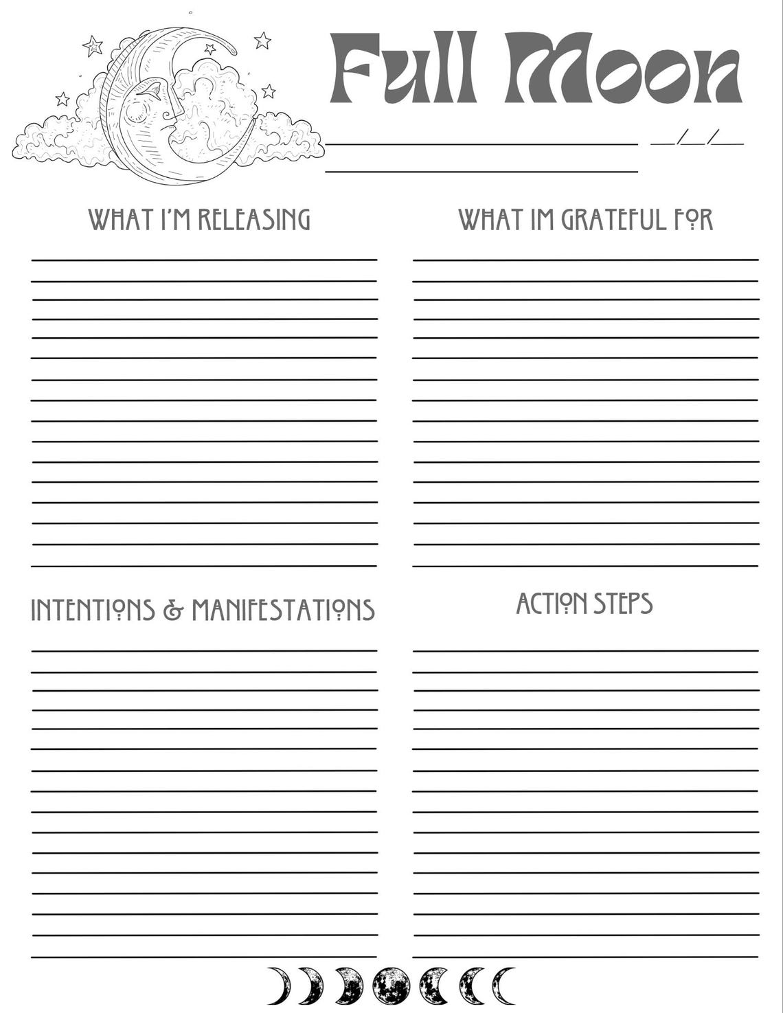 Full Moon Ritual Sheet PDF Printable - Etsy