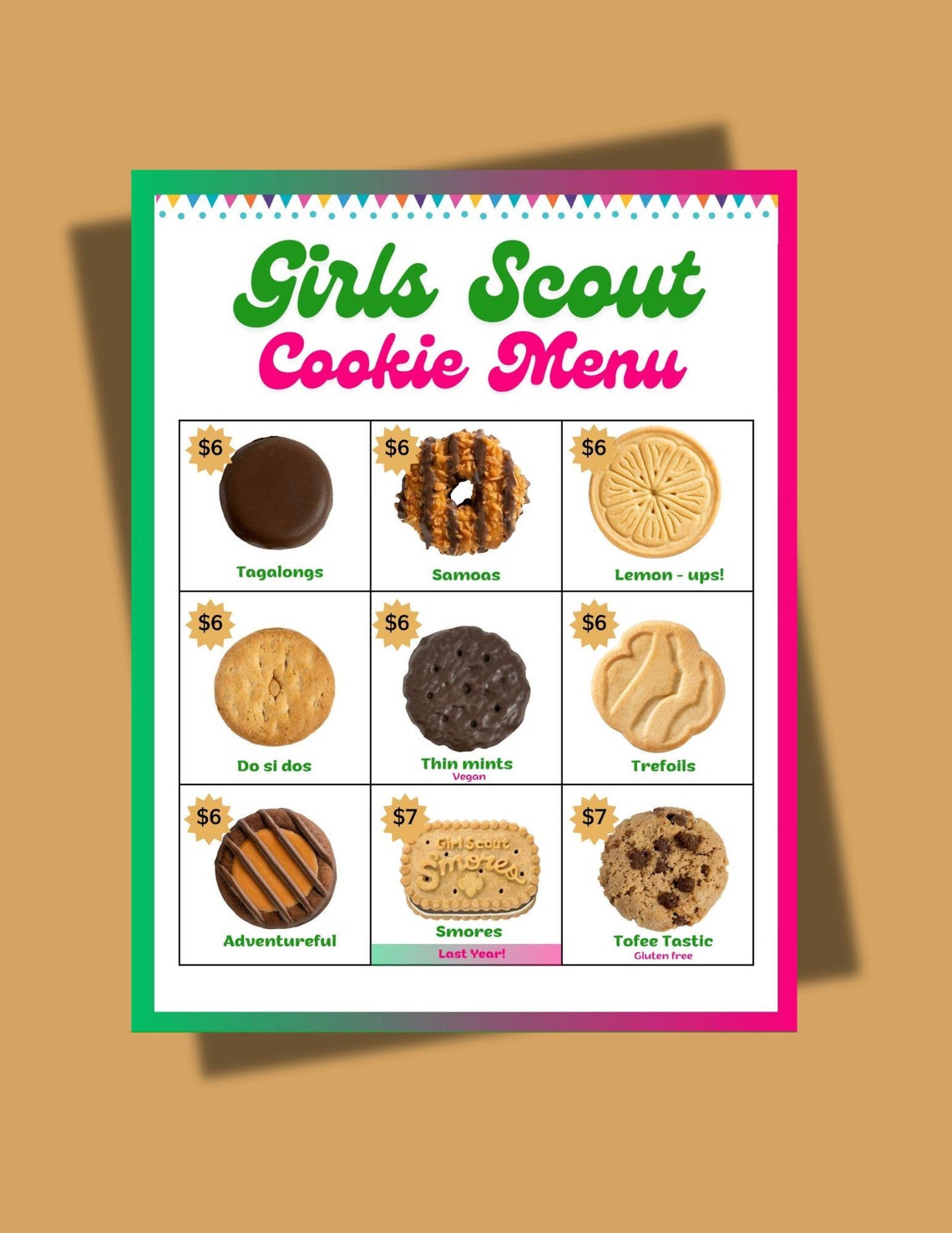 Girl Scouts Cookie Menu 2025 - Digital Printable PDF | 8.5x11 | A4 ...