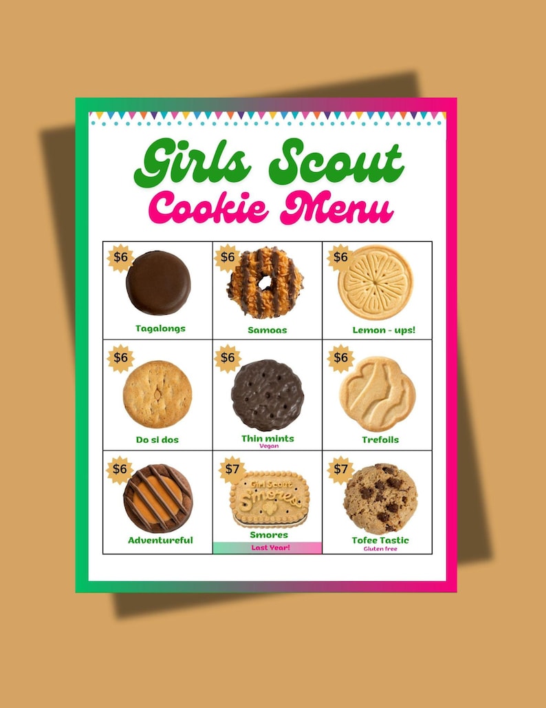 Girl Scouts Cookie Menu 2025 - Digital Printable PDF | 8.5x11 | A4 ...