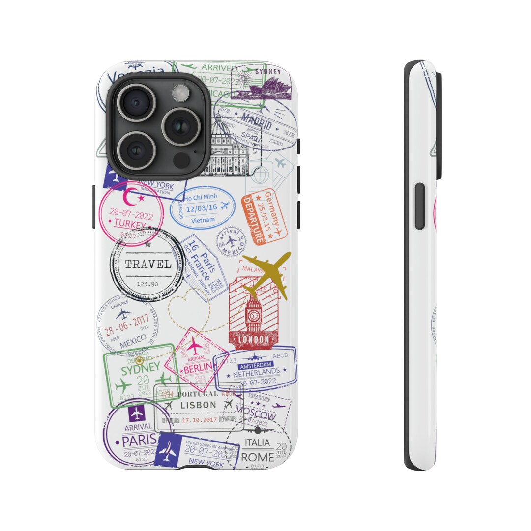 Travel Country Passport Stamp Travel Phone Case for iPhone 13 15 14 12 ...