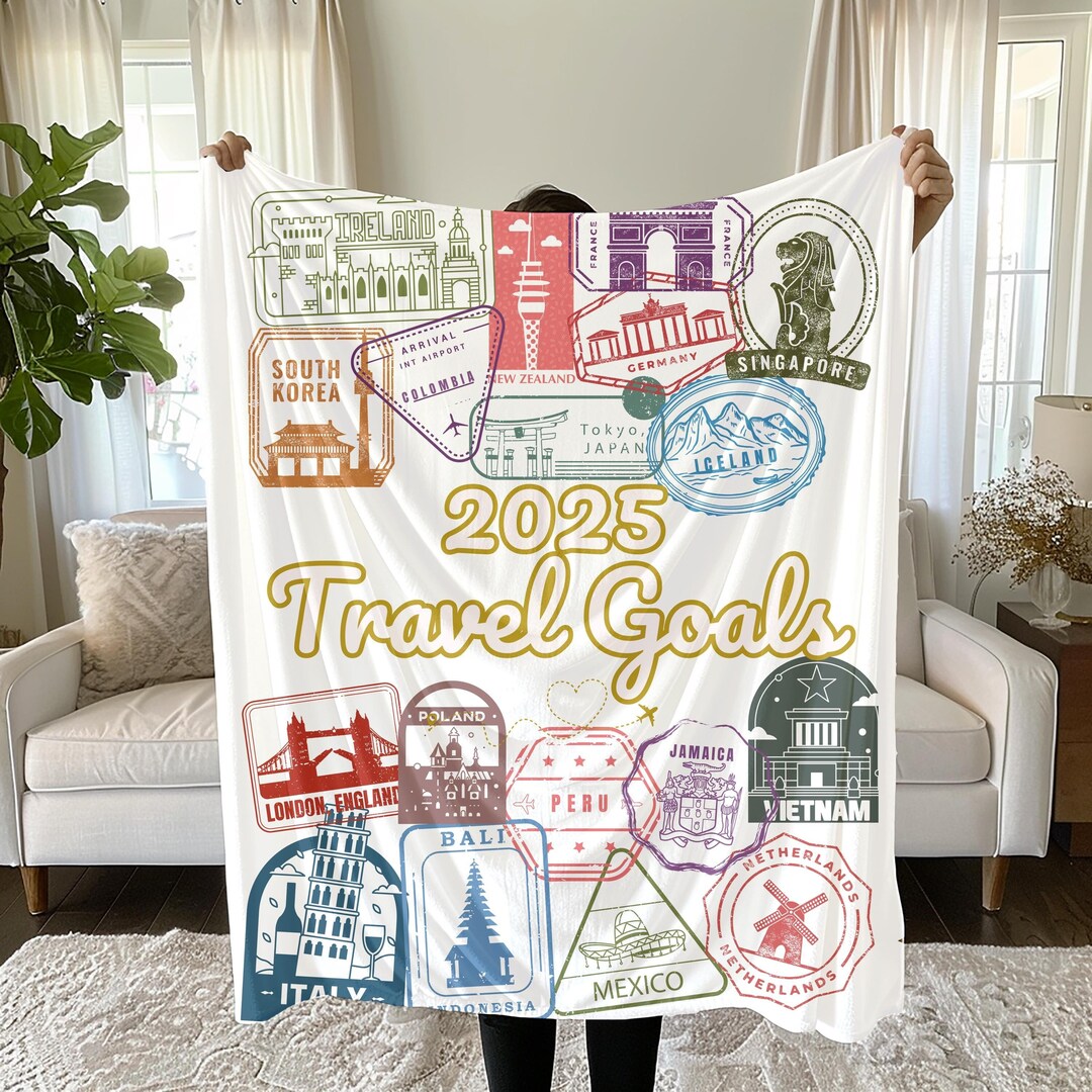 Custom 2025 Travel Goals Planner Blanket , New Year Vision Board ...