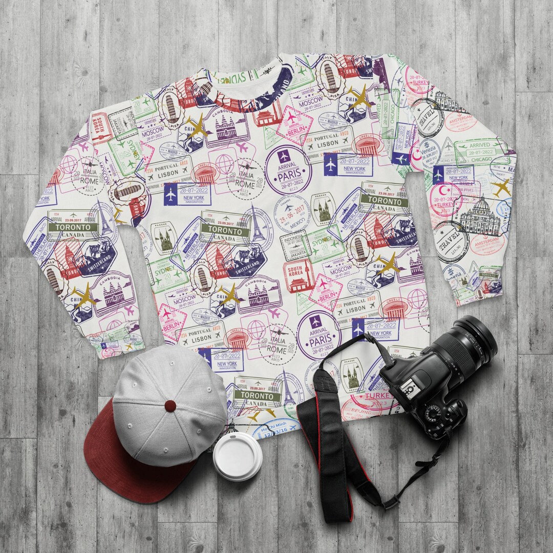 Traveler Gifts, All Over Design Travel Sweatshirt, Travel Lover ...