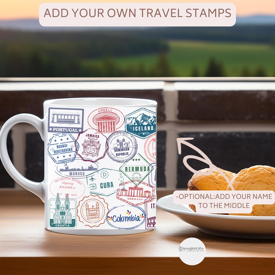 Create Your Own Passport Stamp Custom Ceramic Travel Mug Gift, Traveler ...