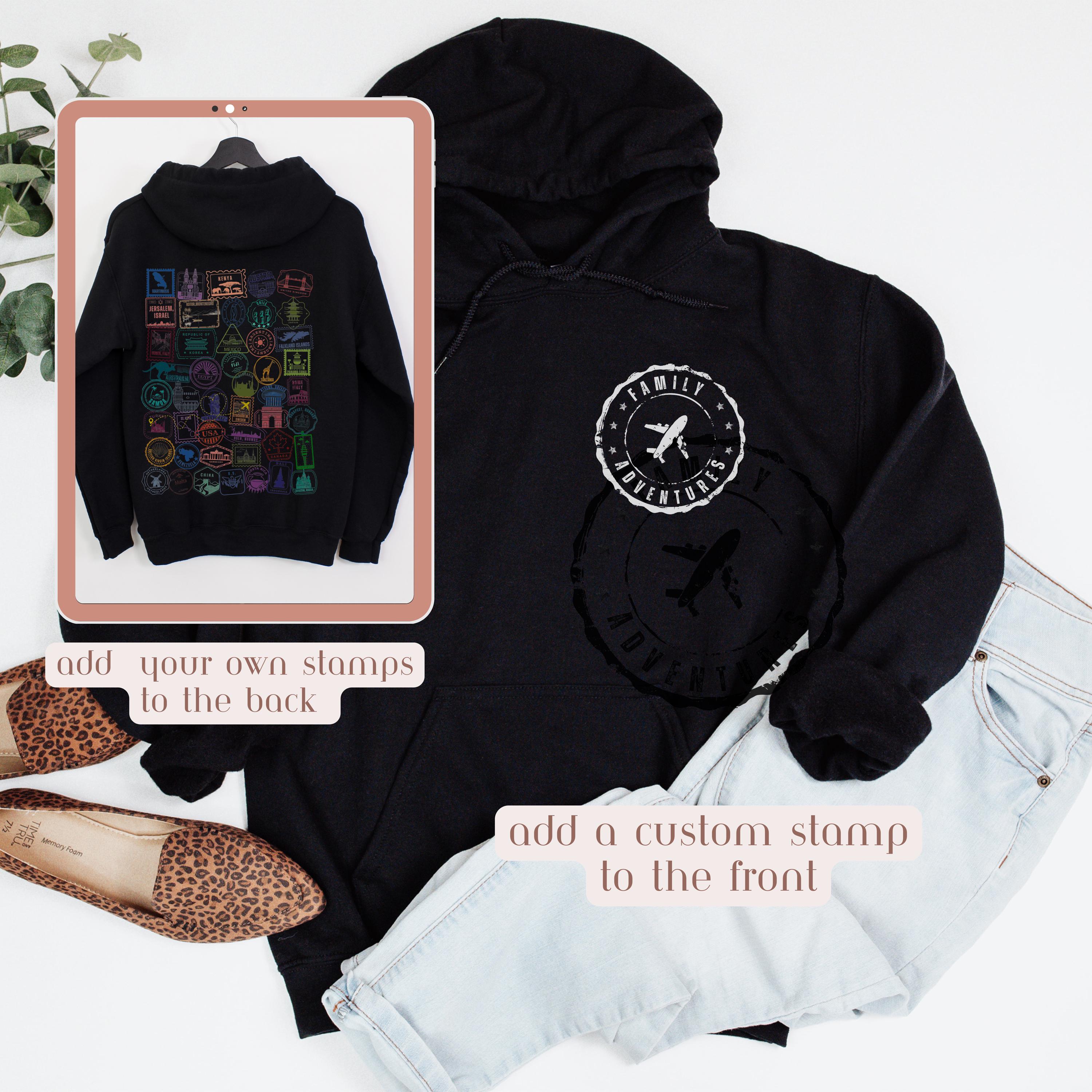 Custom Travel Stamps Hoodie, Personalized Countries Around the World ...