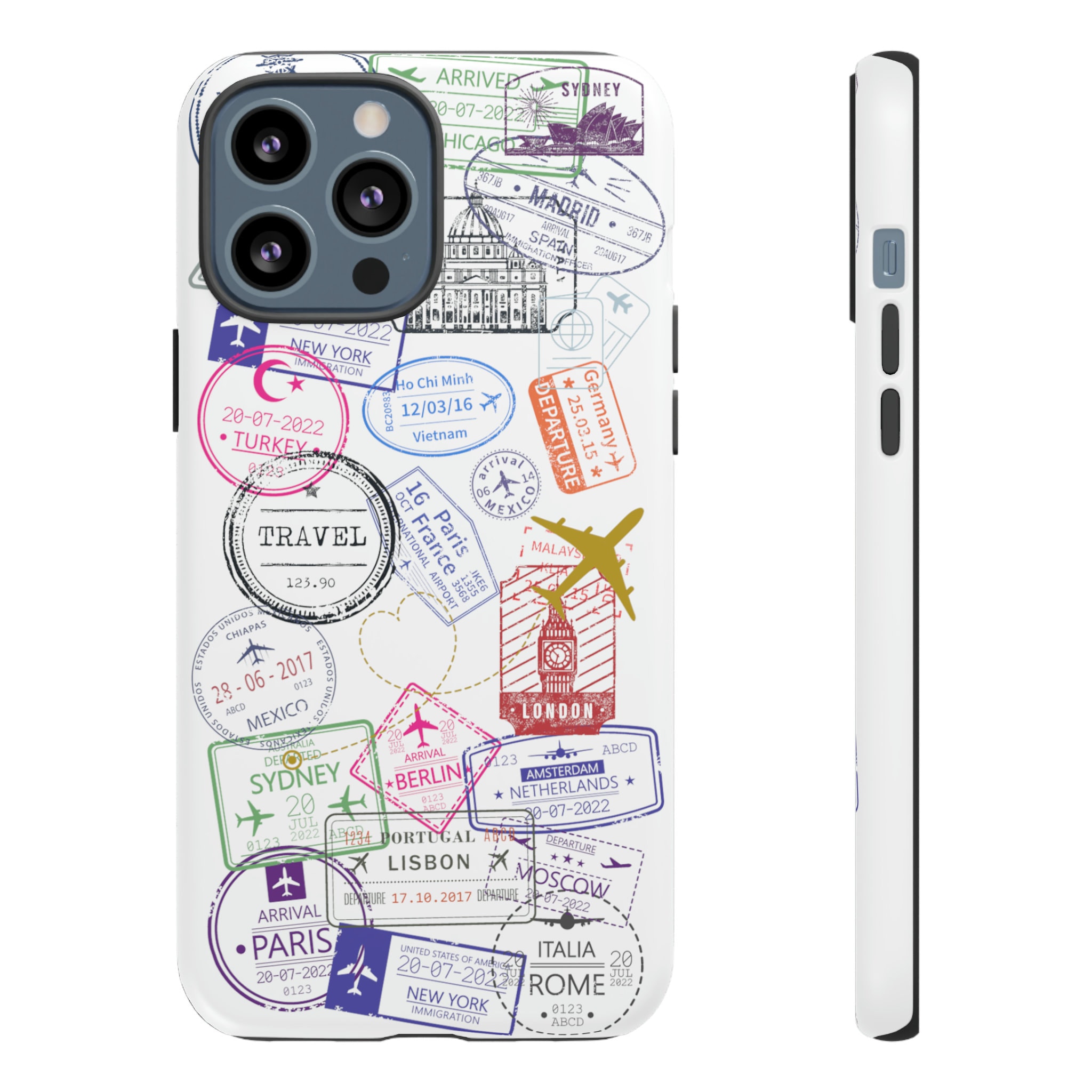 Travel Country Passport Stamp Travel Phone Case for iPhone 13 15 14 12 ...