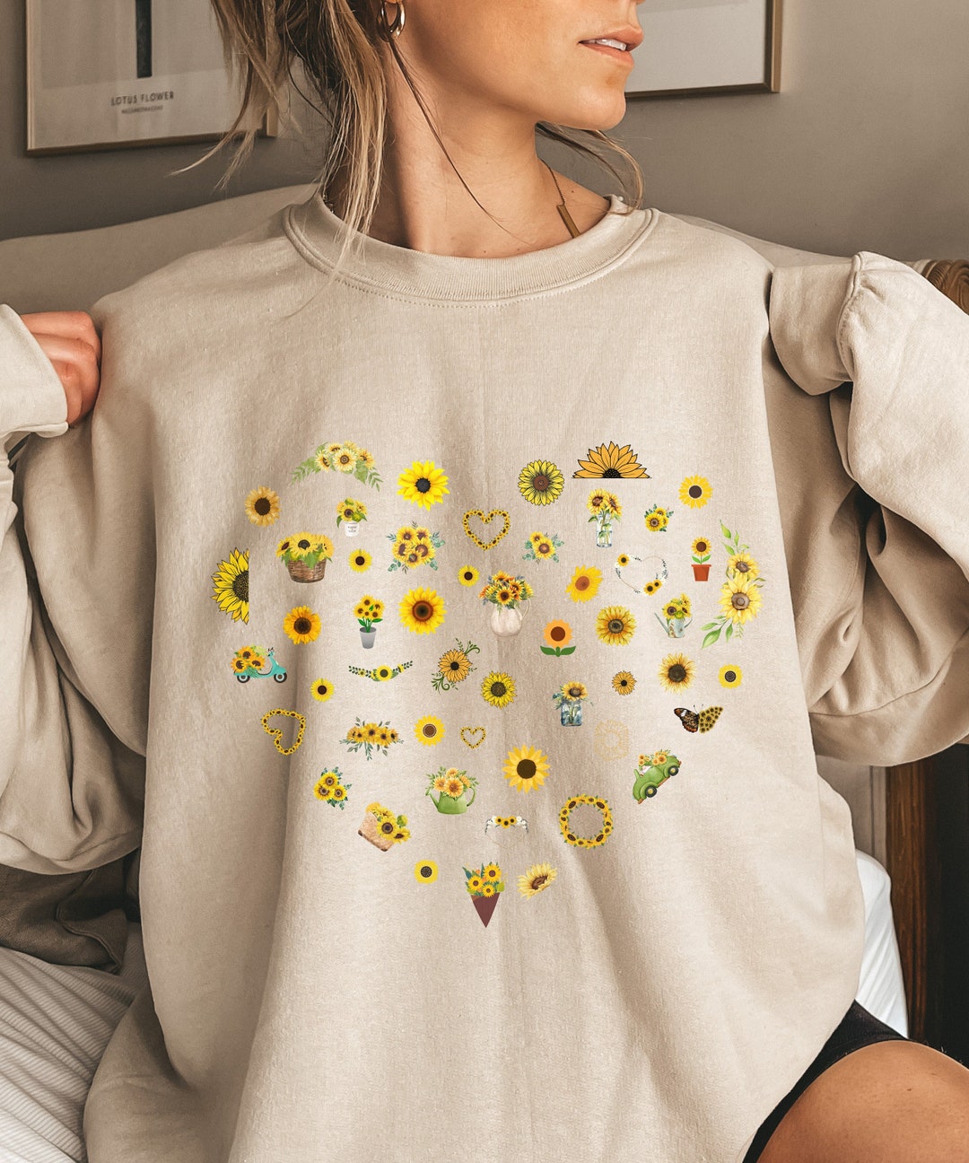 Sunflower Sweatshirt, Sunflower Heart Sweatshirt, Sunflower Tshirt ...