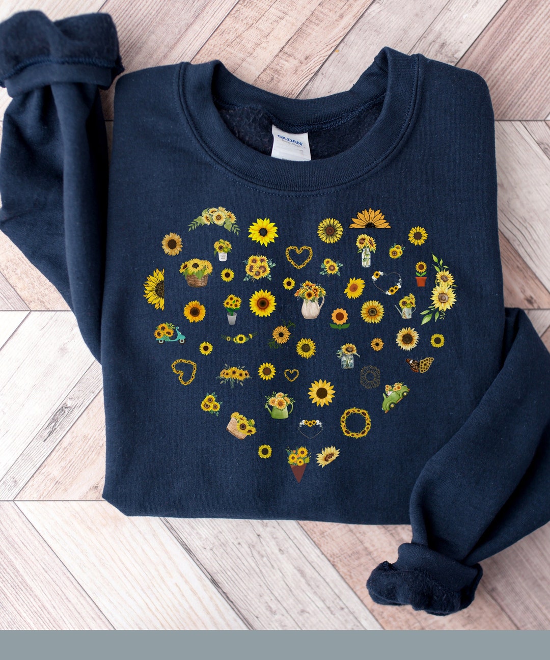 Sunflower Sweatshirt, Sunflower Heart Sweatshirt, Sunflower Tshirt ...