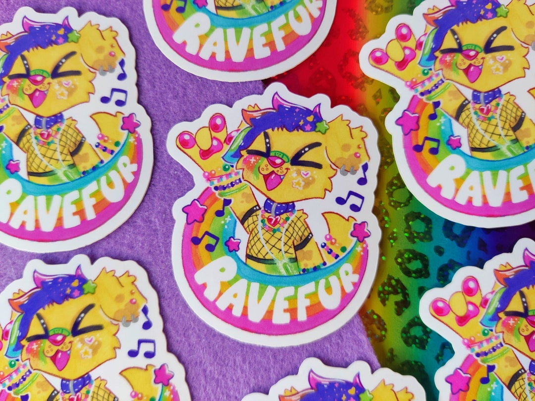 Vinyl Sticker Furry RAVEFUR Raver for Furries, Sparklefurs, Therians ...