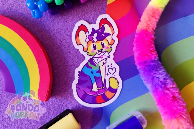 Vinyl Sticker Y2K Nostalgic Rainbow Tiger for Furries - Etsy