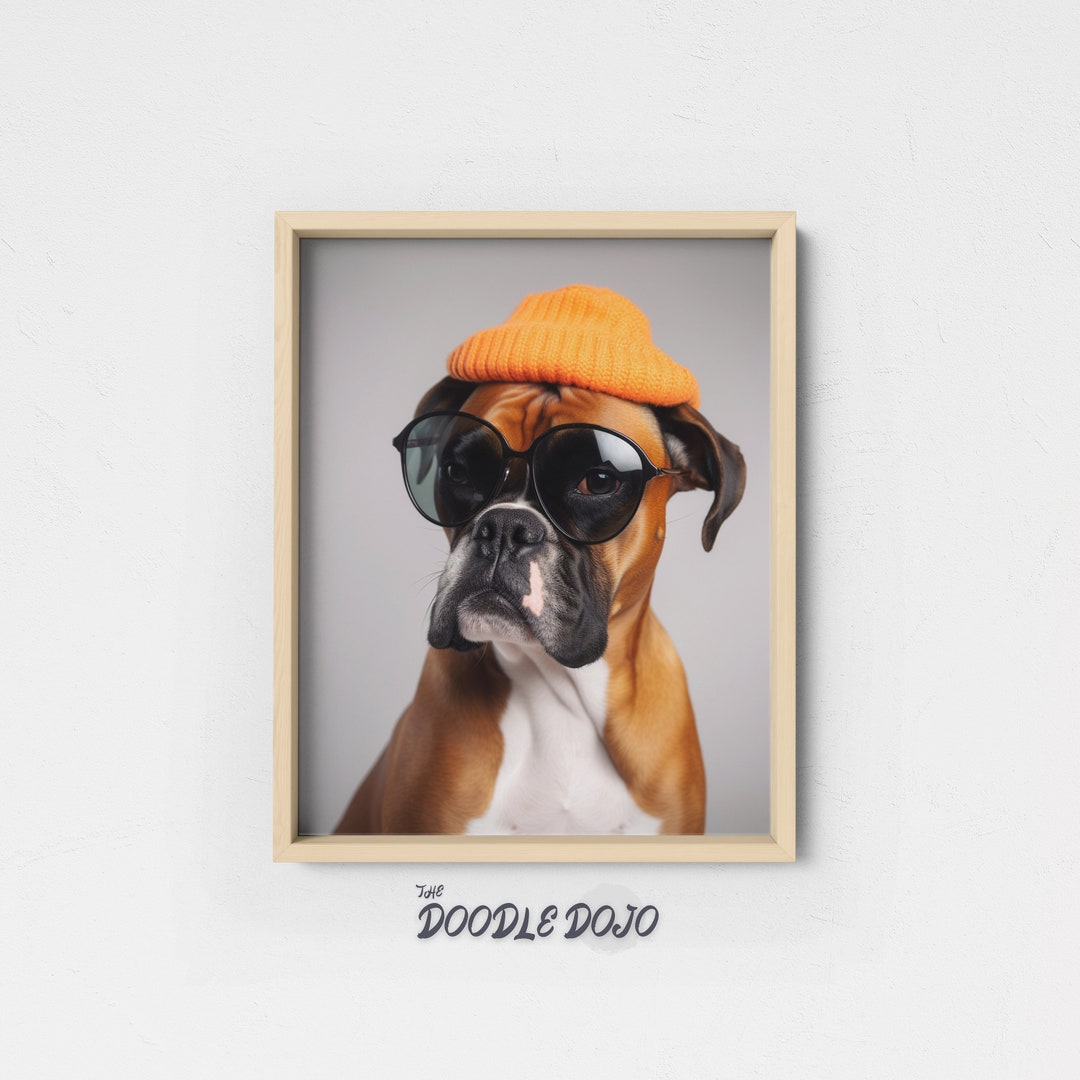 Boxer Dog Printable Portrait Dog Poster Photo Wall Art Digital Download ...