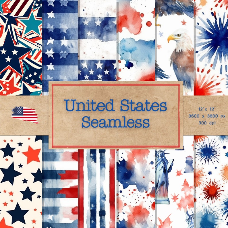 United States Theme Digital Paper Seamless Stars & Stripes - Etsy