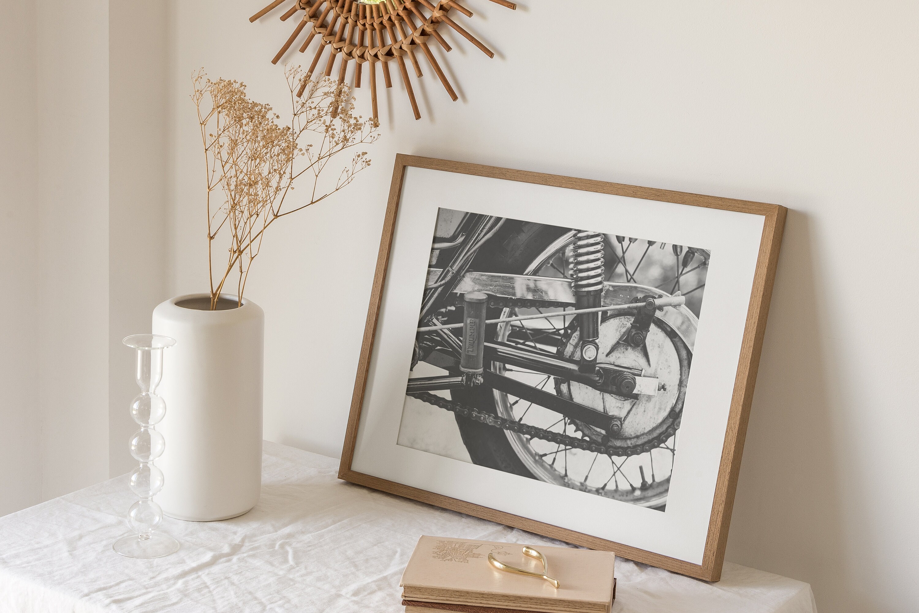 Retro Wall Art Triumph Motorcycle Vintage Aesthetic Boho Home Decor ...