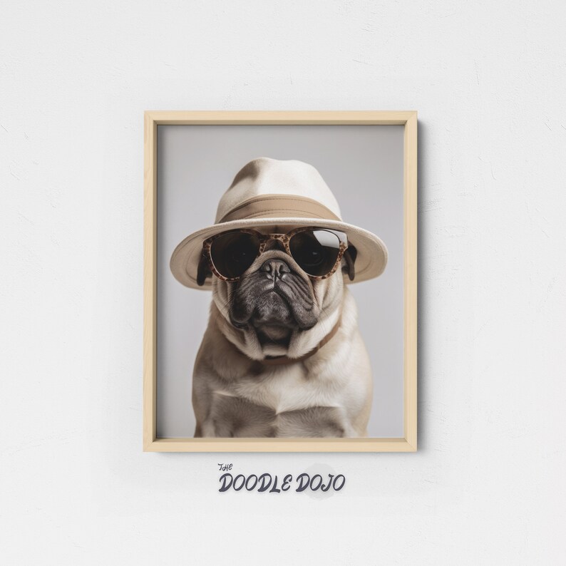 Pug Printable Portrait Dog Poster Photo Wall Art Digital - Etsy