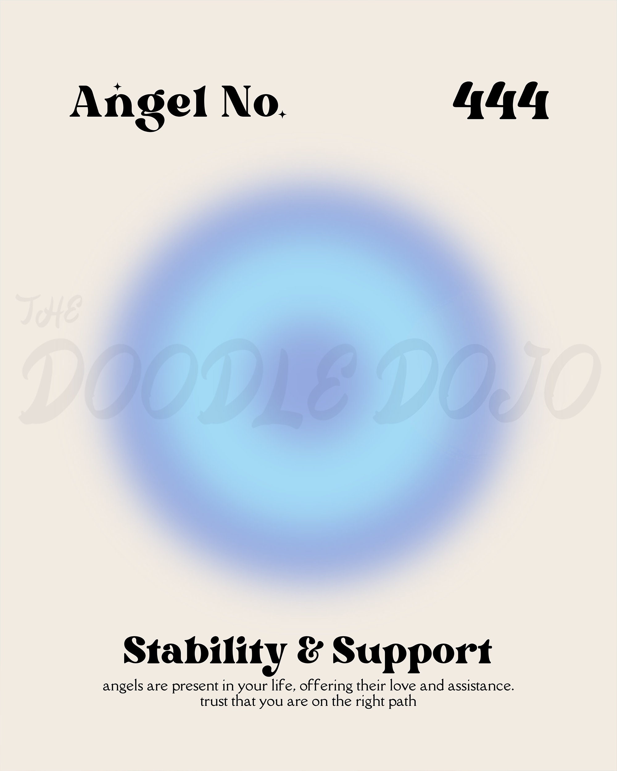 Angel Number 444 Printable Art Mindfulness Poster Aura Poster Retro ...