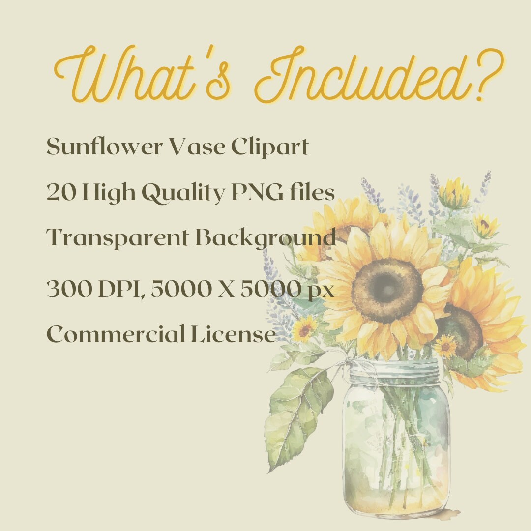 Watercolor Floral Sunflowers Bouquet Vase Clipart Fall Flowers - Etsy