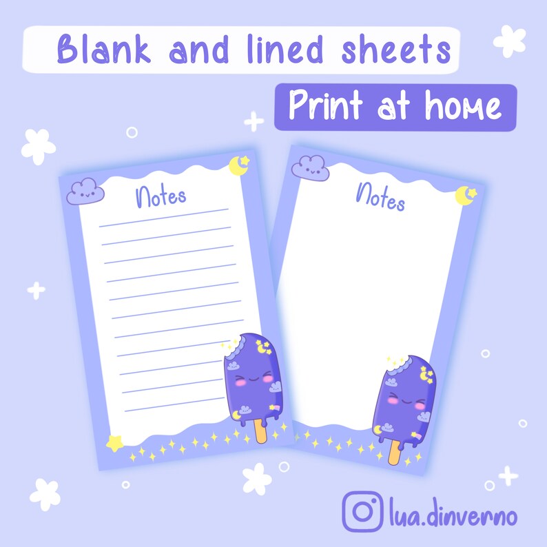 Cute Ice Cream Notepad Printable Memo Pads Digital - Etsy