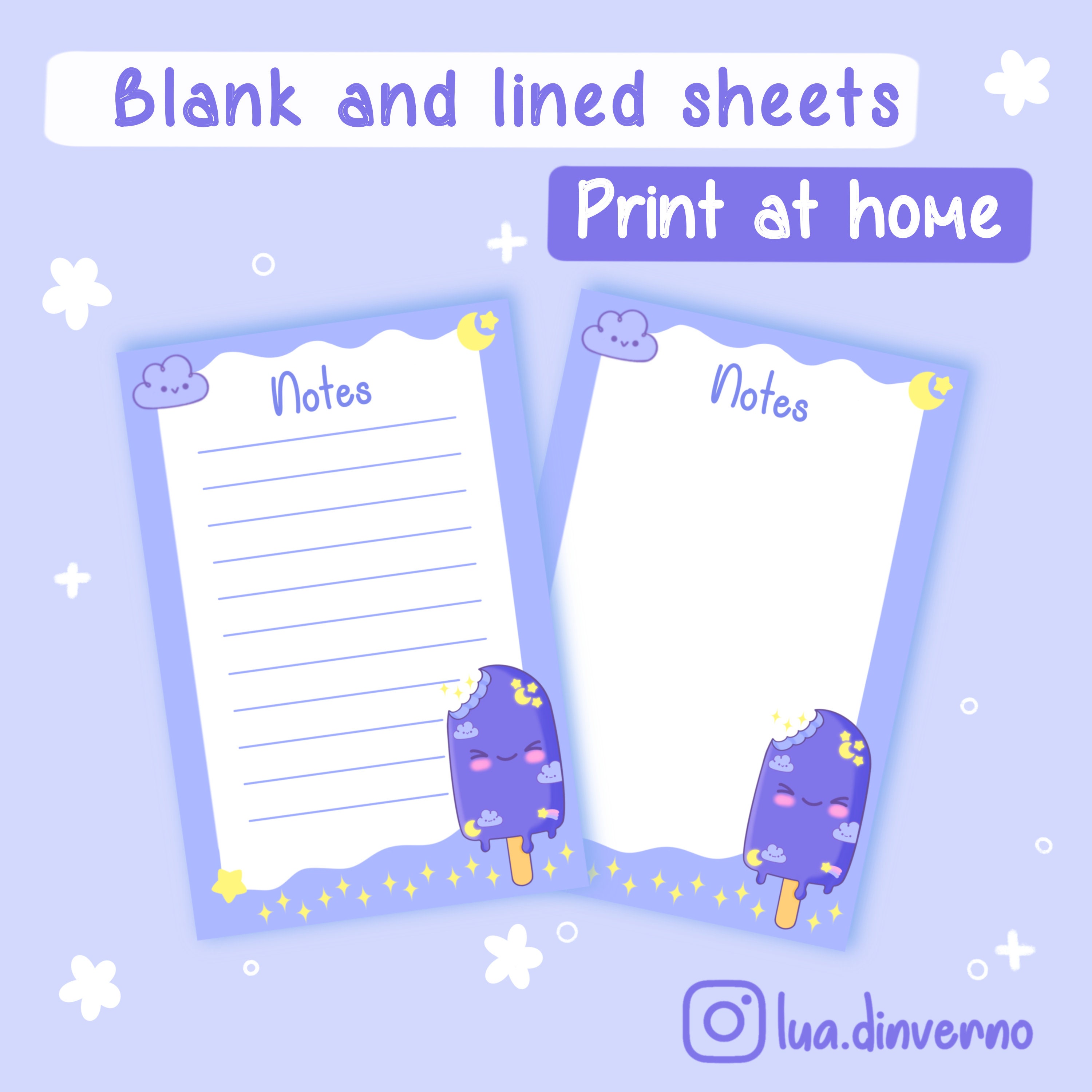 Cute Ice Cream Notepad Printable Memo Pads Digital - Etsy