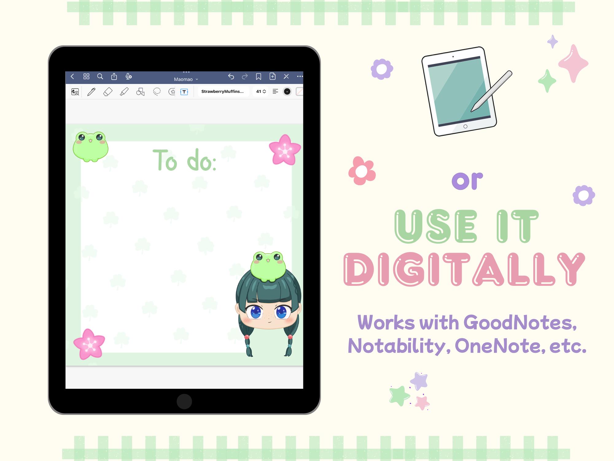 Maomao Digital Notepad, Anime Memo Pad, Kawaii Printable Notepad ...