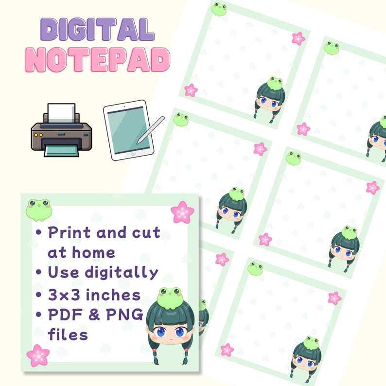 Maomao Digital Notepad, Anime Memo Pad, Kawaii Printable Notepad ...