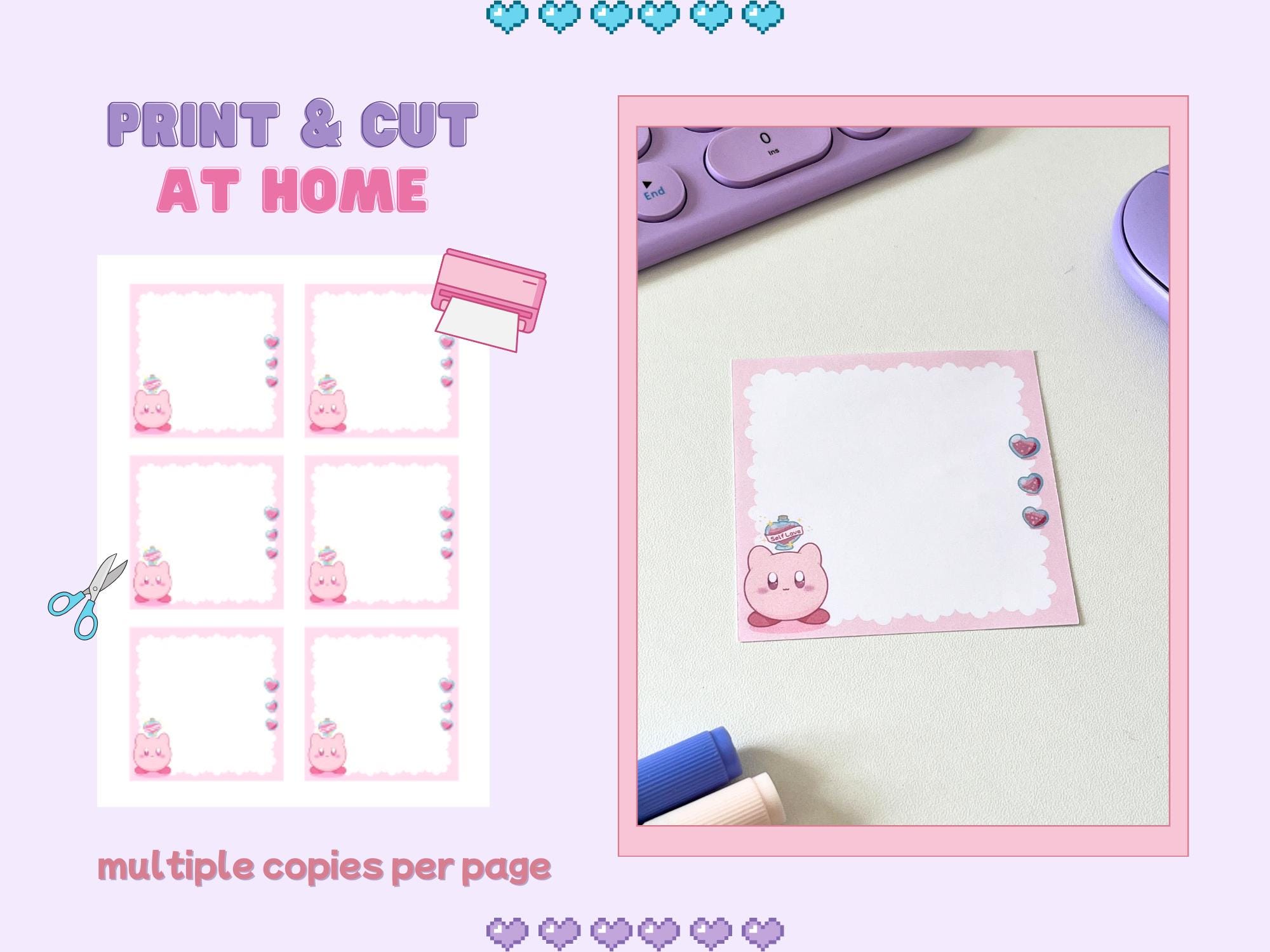 Kirby Digital Notepad, Kawaii Pink Aesthetic Memo Sheet, Pastel Gamer ...