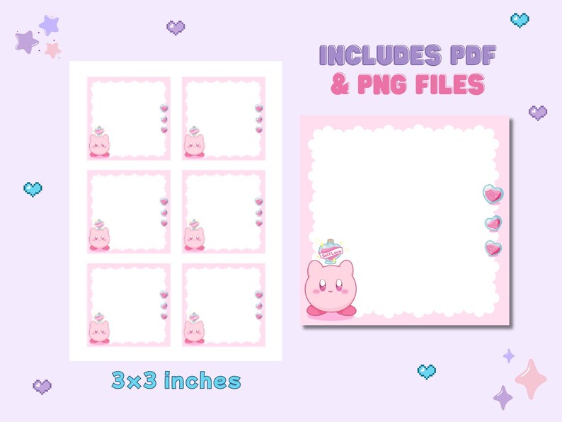 Kirby Digital Notepad, Kawaii Pink Aesthetic Memo Sheet, Pastel Gamer ...