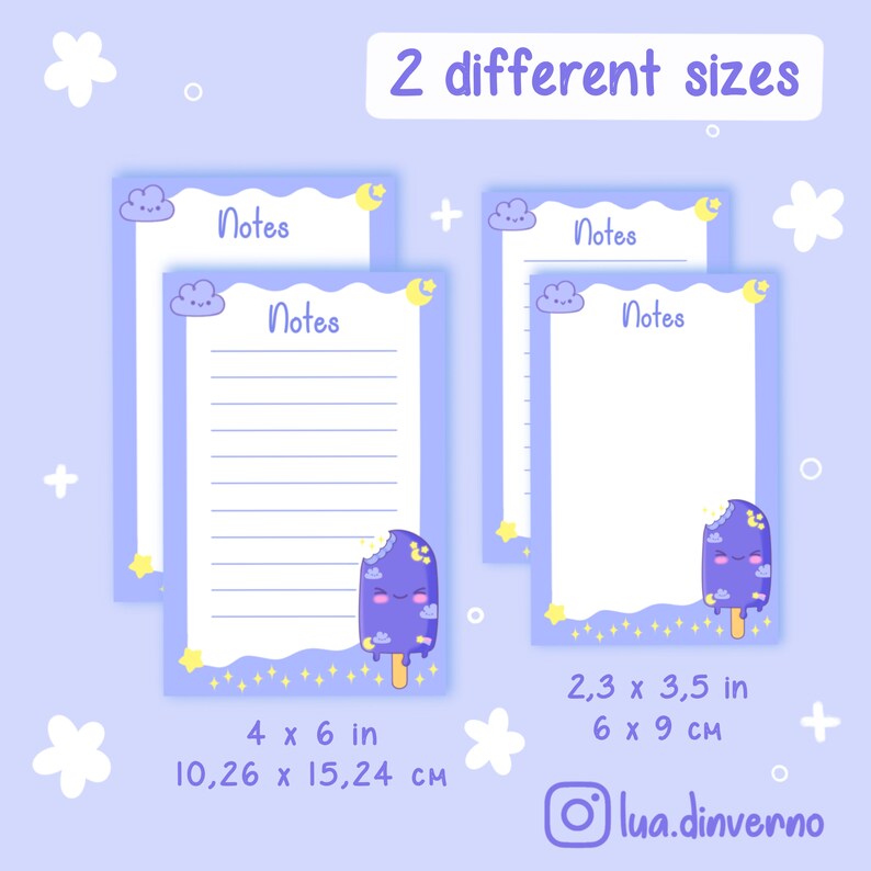 Cute Ice Cream Notepad Printable Memo Pads Digital - Etsy