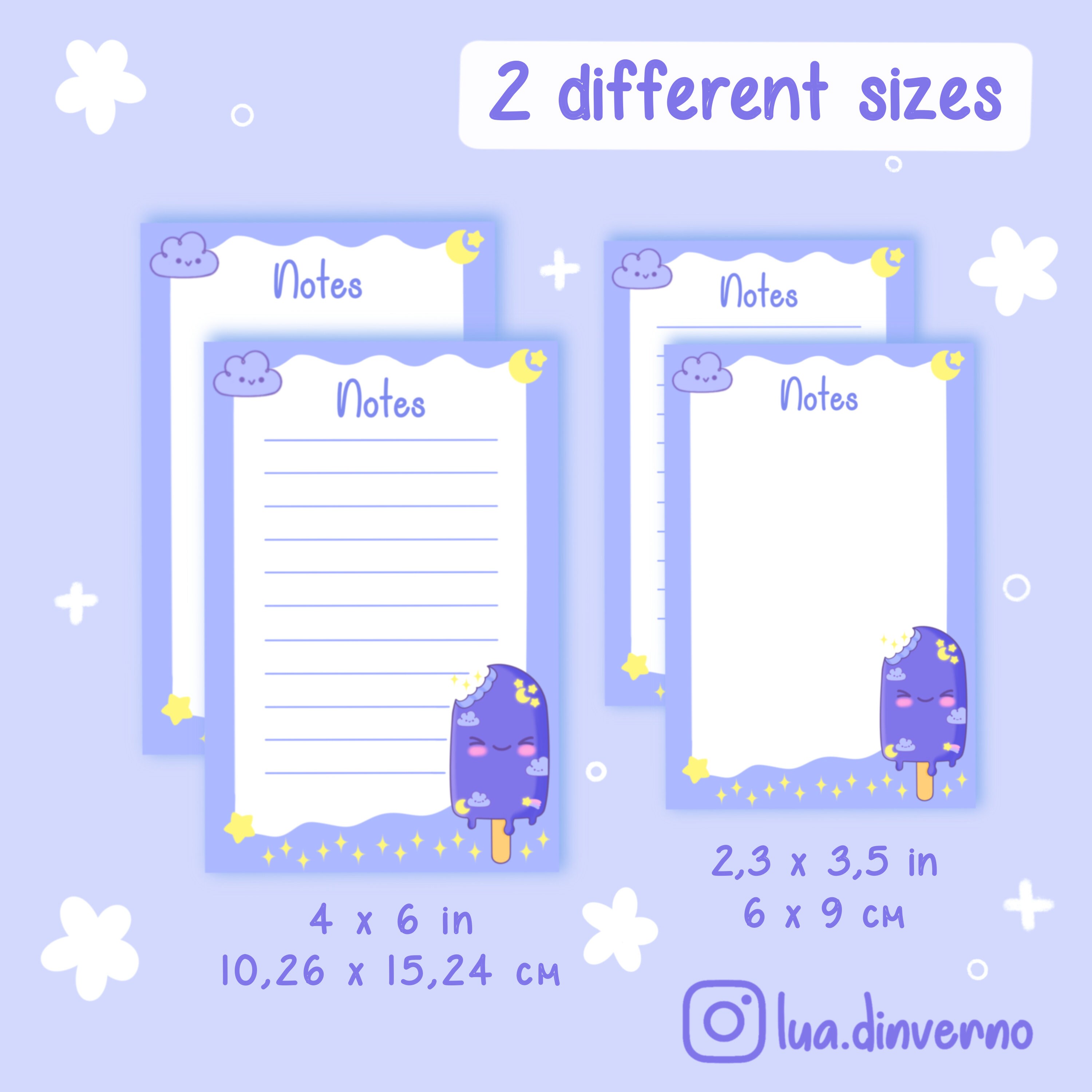 Cute Ice Cream Notepad Printable Memo Pads Digital - Etsy