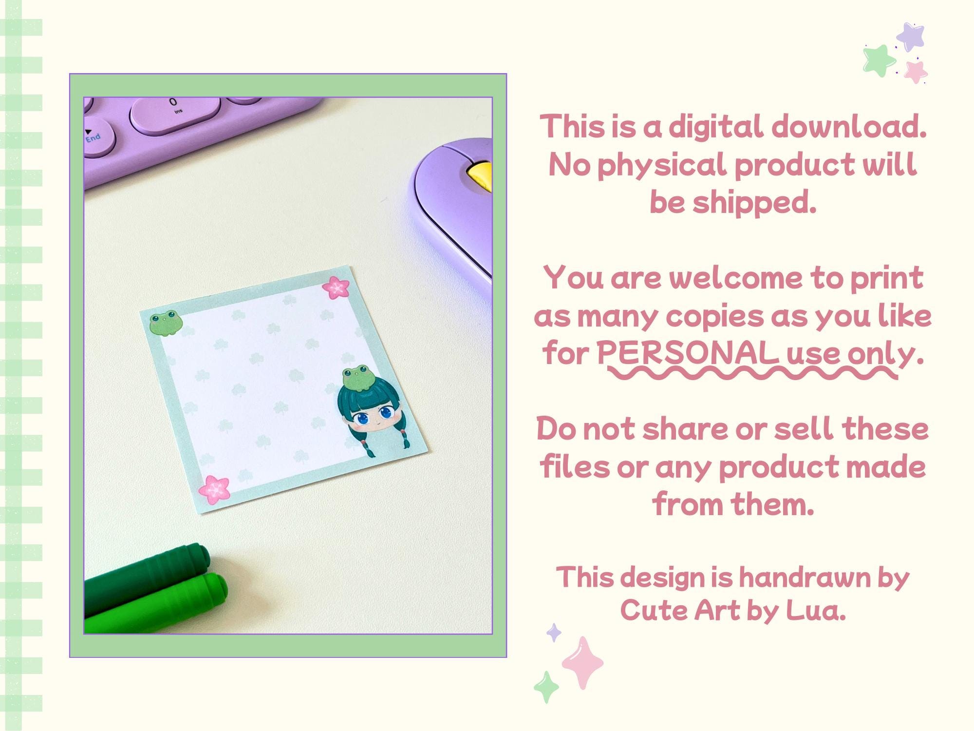 Maomao Digital Notepad, Anime Memo Pad, Kawaii Printable Notepad ...