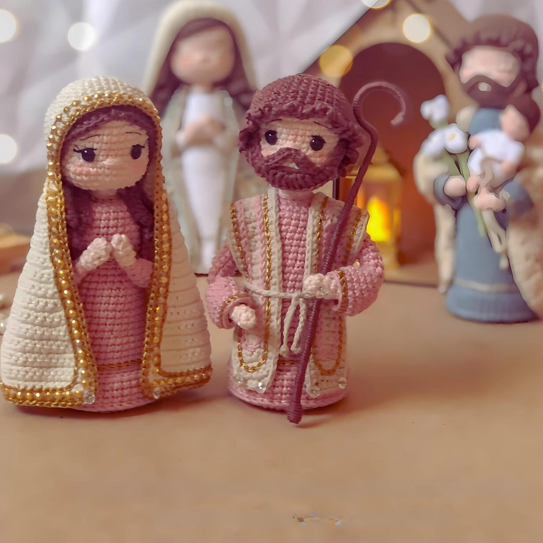 5 IN 1 the Holy Family Nativity Set-amigurumi Jesus/crochet Manger ...