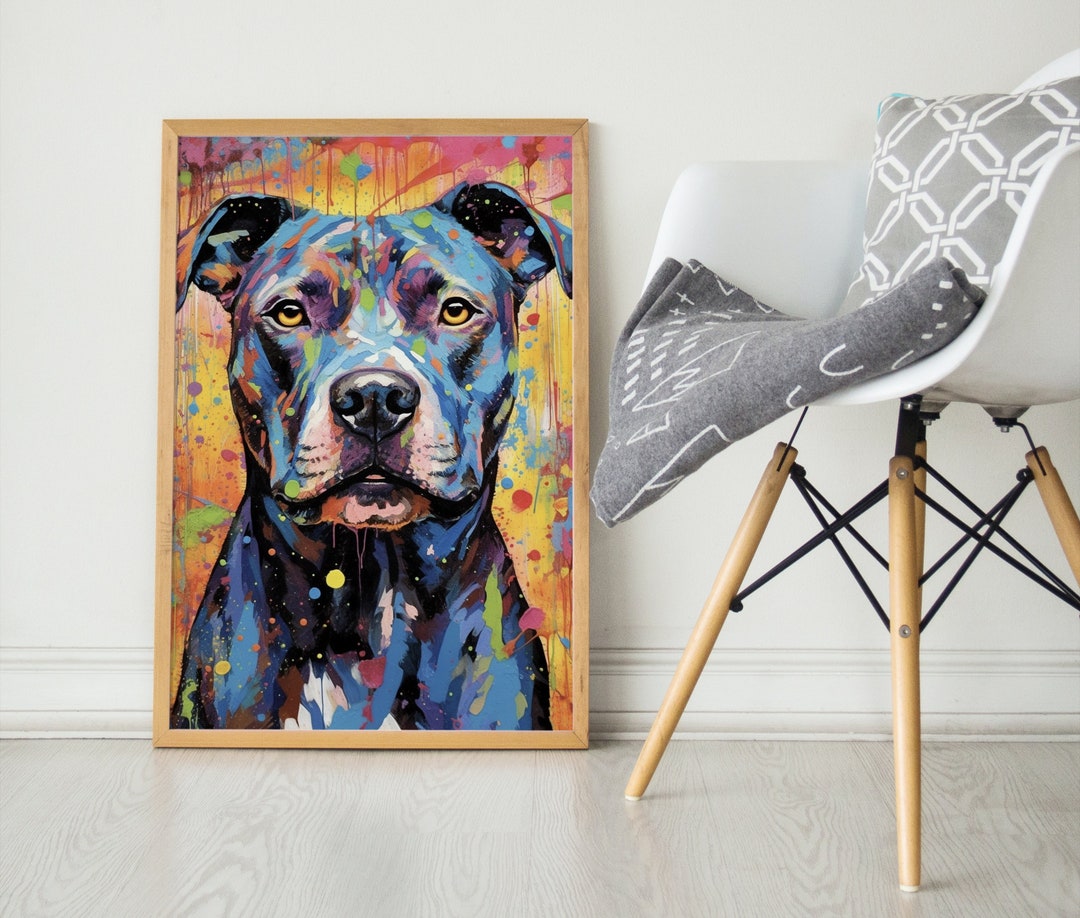 Pit Bull Wall Art, Pop Colorful Series, Pit Bull Print, Pittie Poster ...