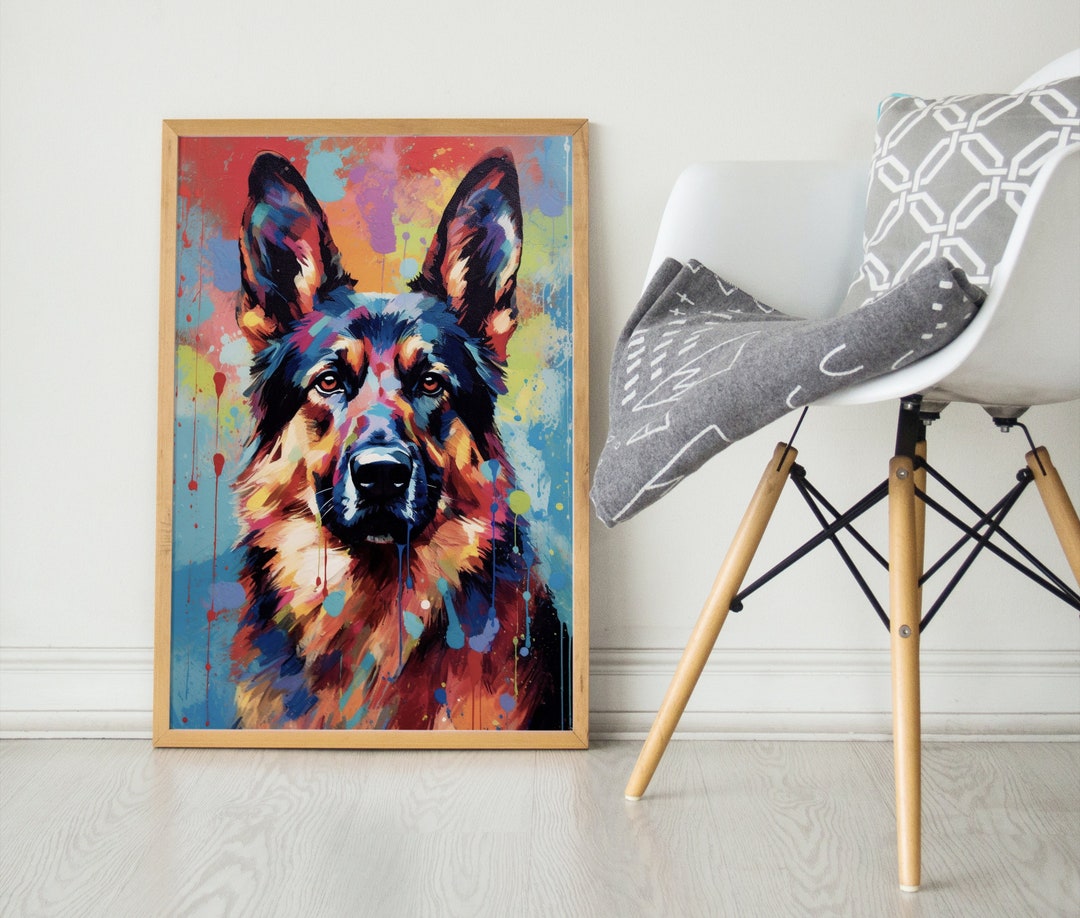 German Shepherd, Pop Colorful Series, German Shepherd Art Print, German ...