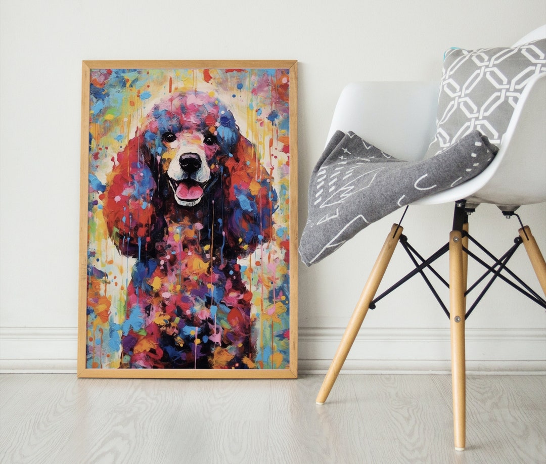 Happy Poodle, Pop Colorful Series, Poodle Art Print, Poodle Poster, Dog ...
