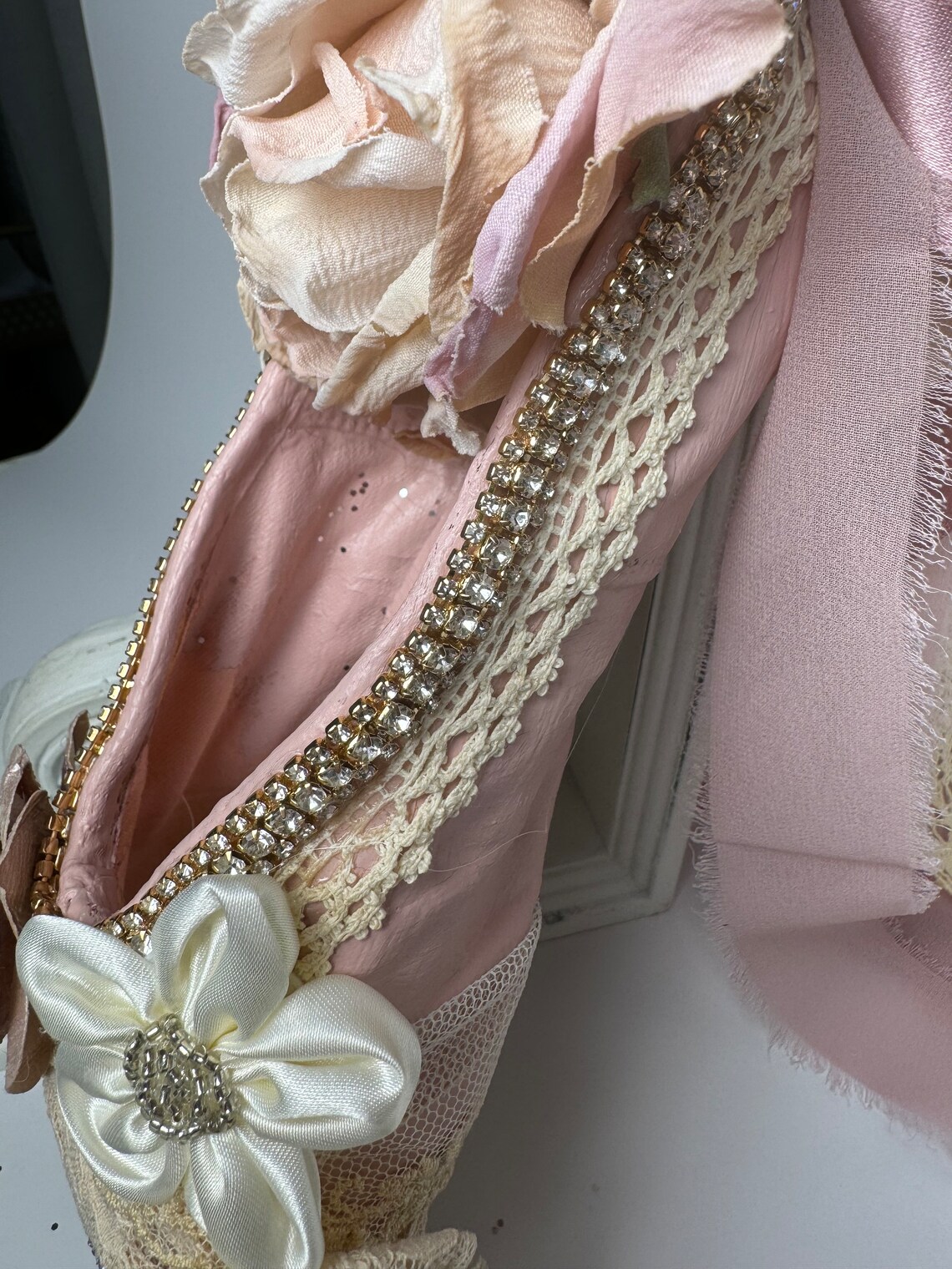 Decorative Pointe Satin Pink Ballet Shoe Roses Ribbon Bows Sparkle ...