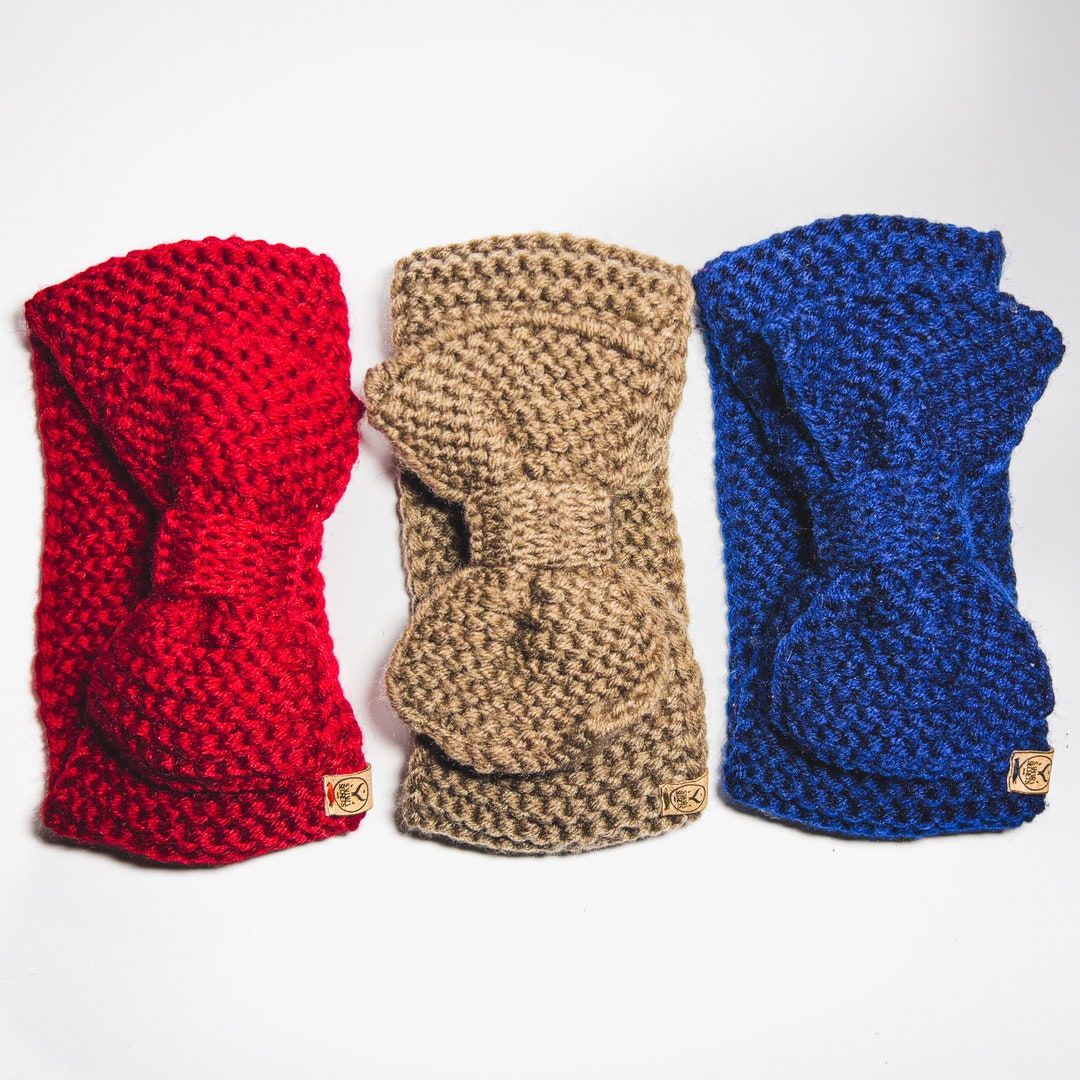 Ear Warmer in Various Colors Winter Headband With Bow Wool - Etsy