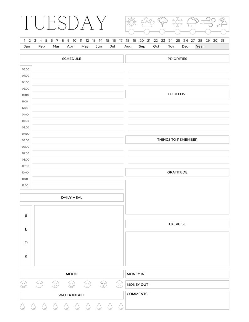 Monday to Friday Daily Planner Sheets - Etsy