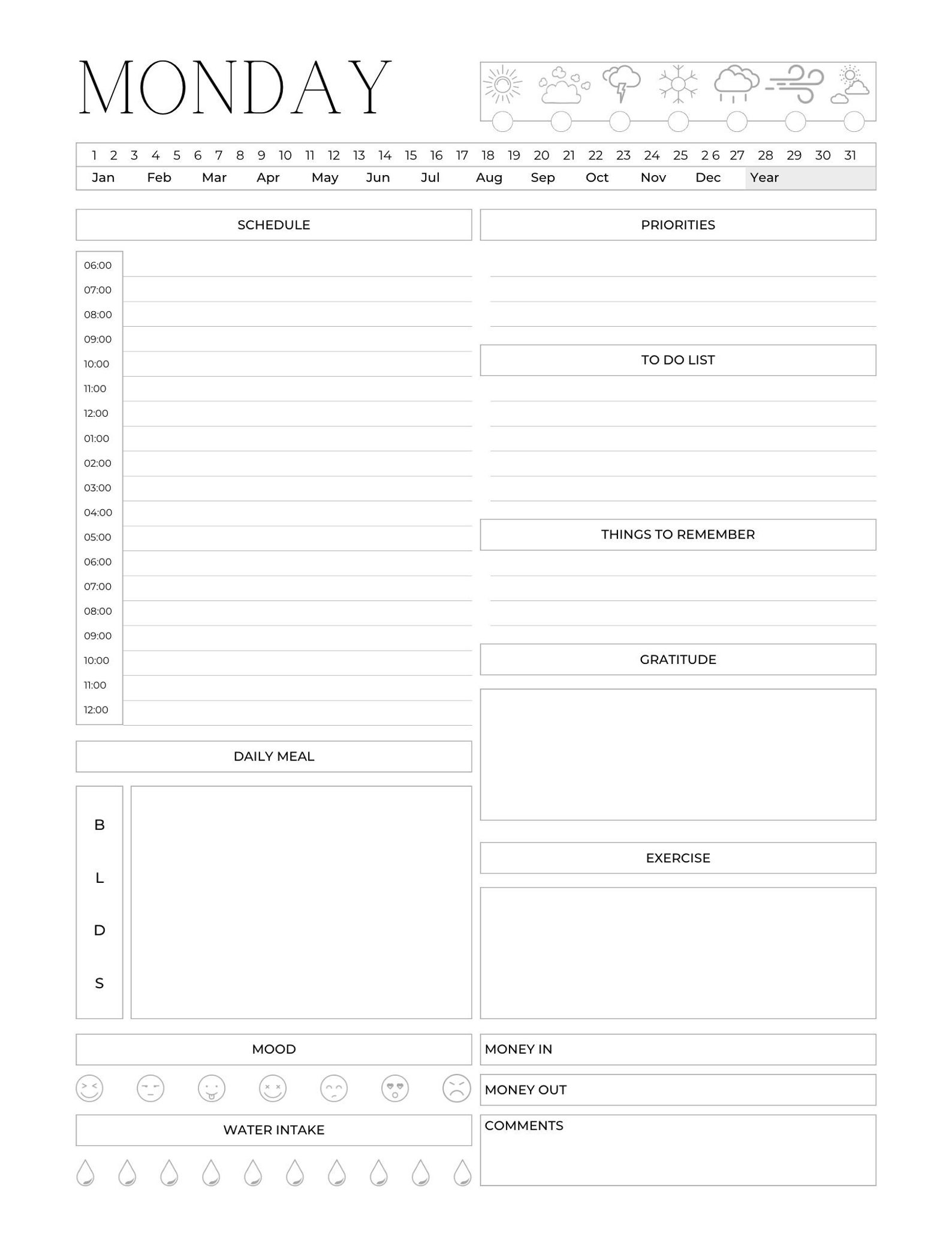 Monday to Friday Daily Planner Sheets - Etsy