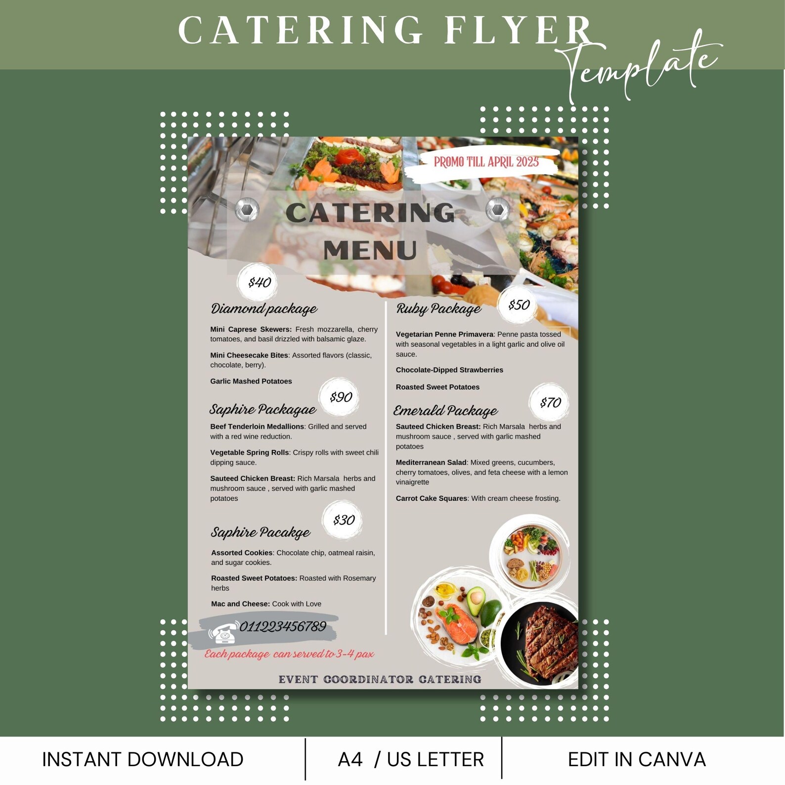 Printable Catering Services Menu ,flyer Template Catering, Flyer ...