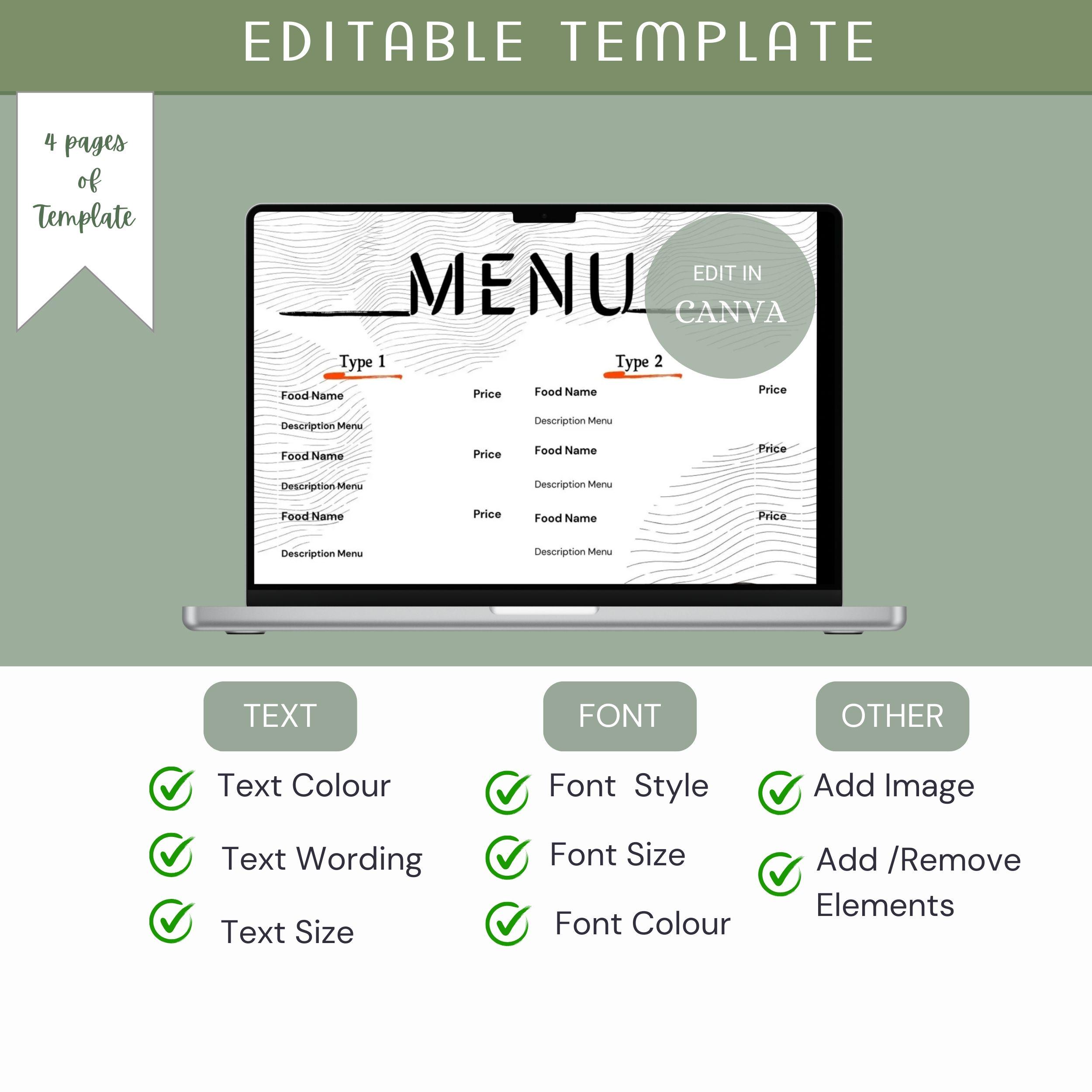 Restaurant Price List, Restaurant Menu, Menu Template, Editable Price ...