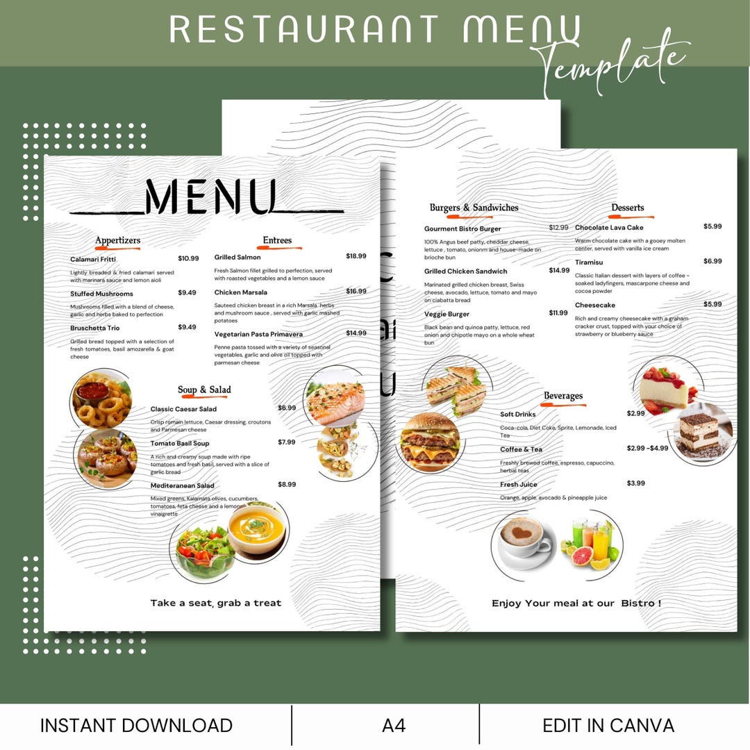 Restaurant Price List, Restaurant Menu, Menu Template, Editable Price ...