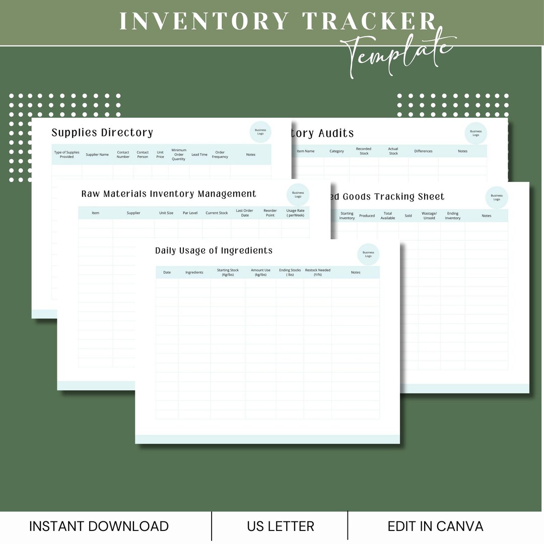 Editable Inventory Tracker, Inventory Log ,product Inventory, Inventory ...