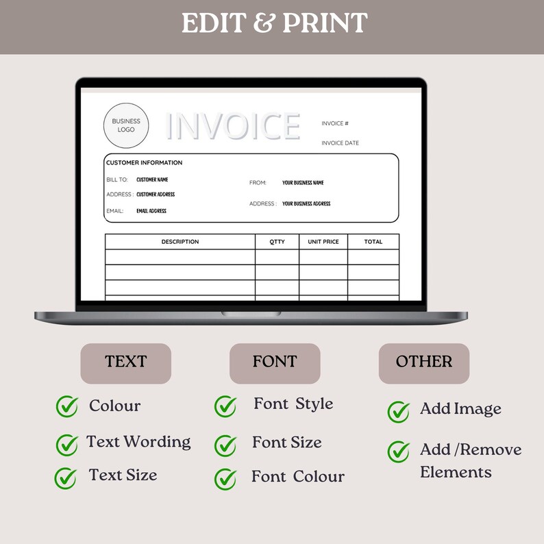 Invoice Template Editable and Printable Bakery Custom Form (CANVA) - Etsy
