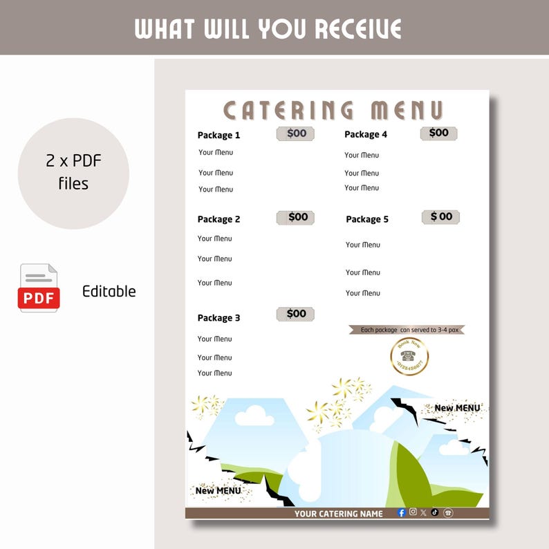 Editable Restaurant Catering Menu Template Canva Flyer (US Letter & A4 ...