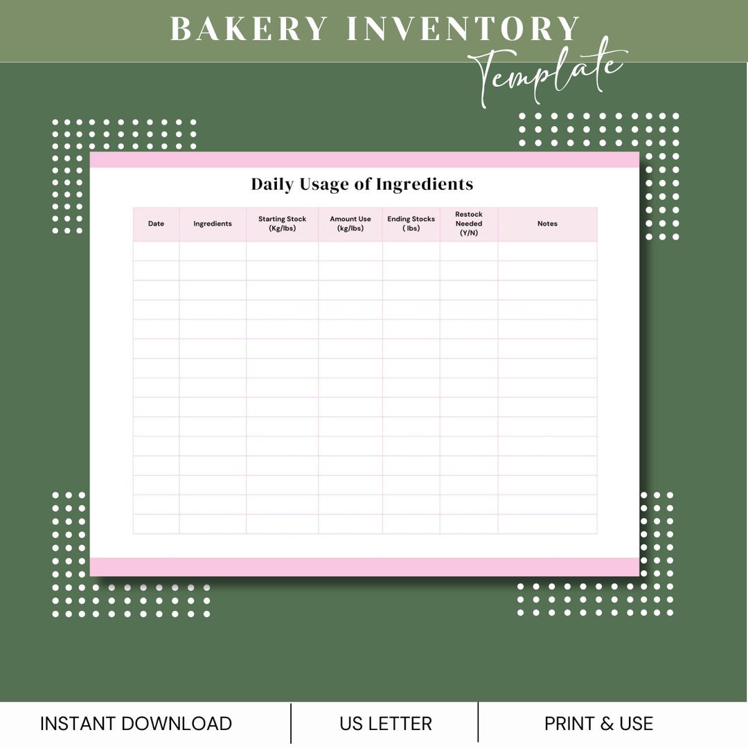 Printable Inventory Tracker, Usage Inventory Sheet, Inventory ...