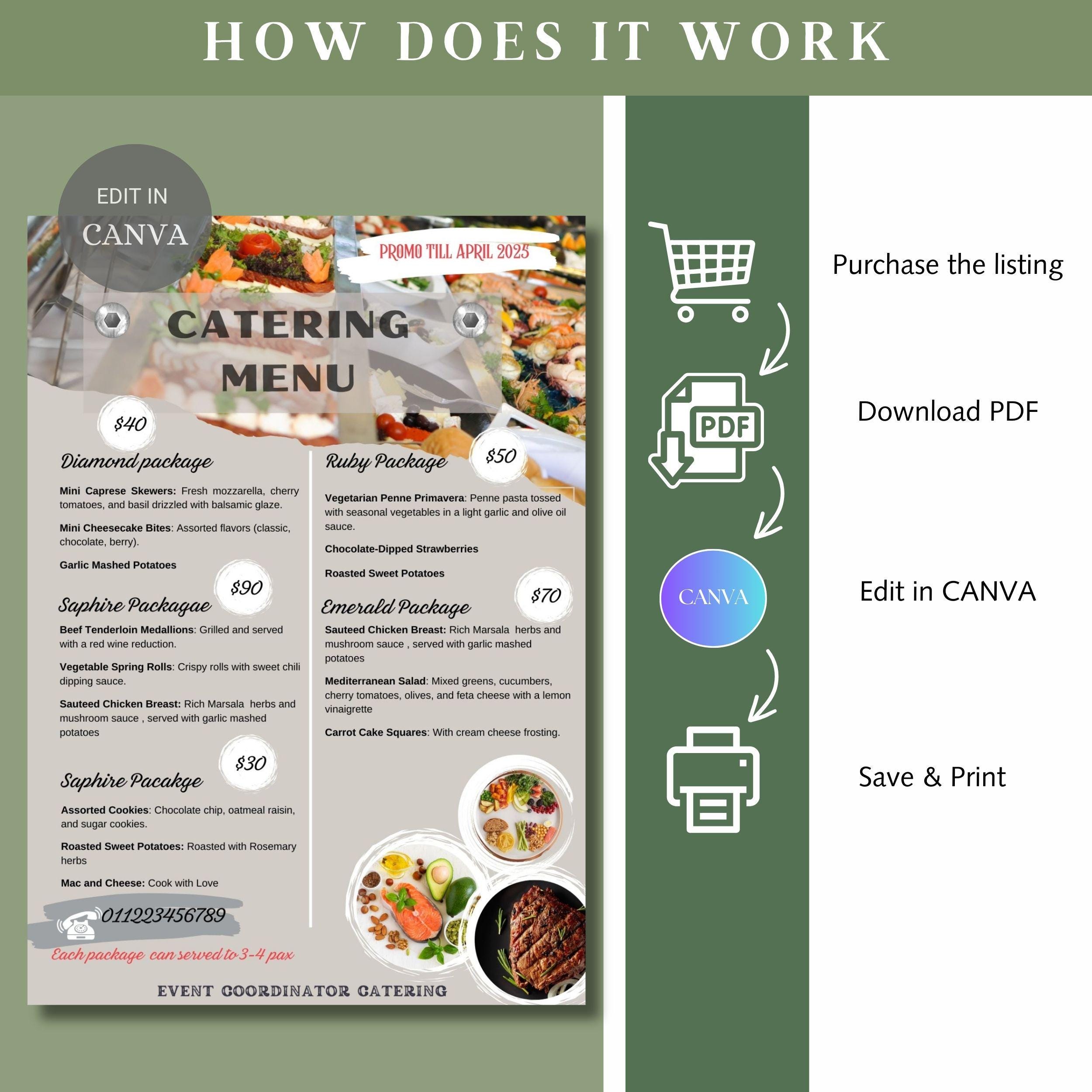Printable Catering Services Menu ,flyer Template Catering, Flyer ...
